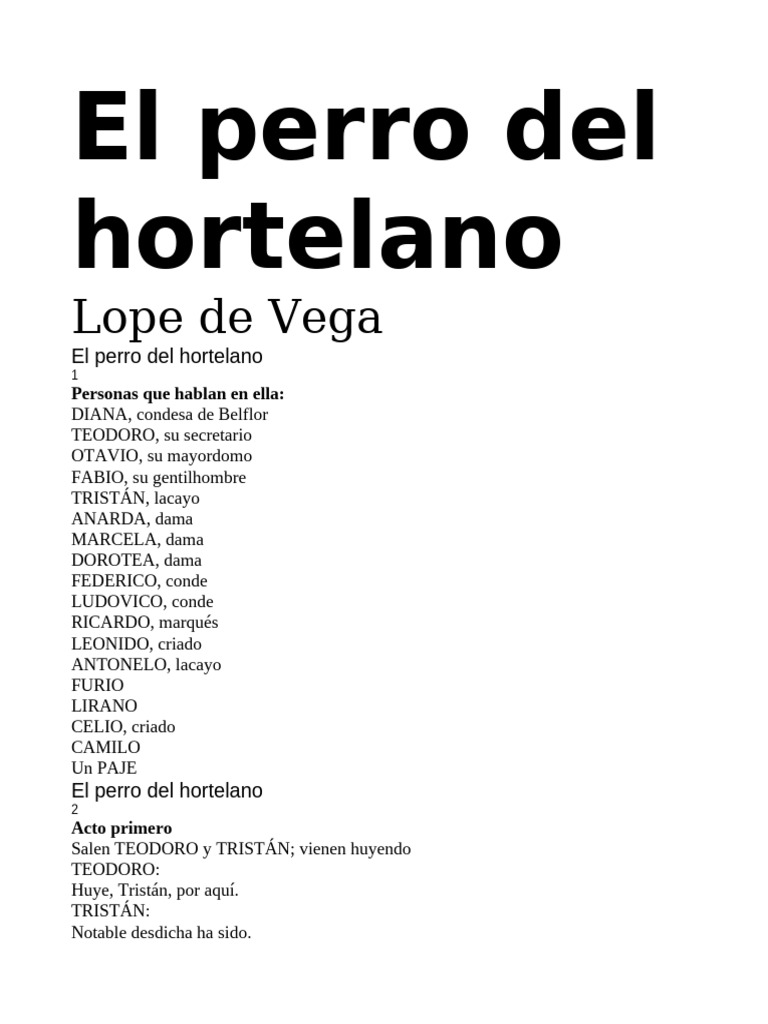 Análisis de "El perro del hortelano" | PDF