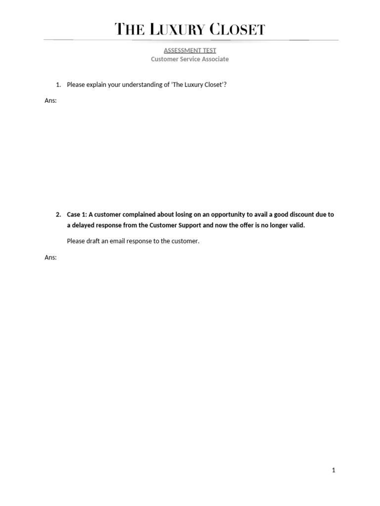 CSA - Assessment Test 2023 | PDF