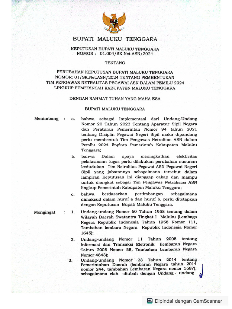 Surat Keputusan Netralitas ASN | PDF