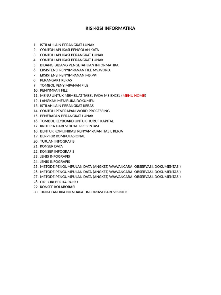 KISI-KISI INFORMATIKA | PDF