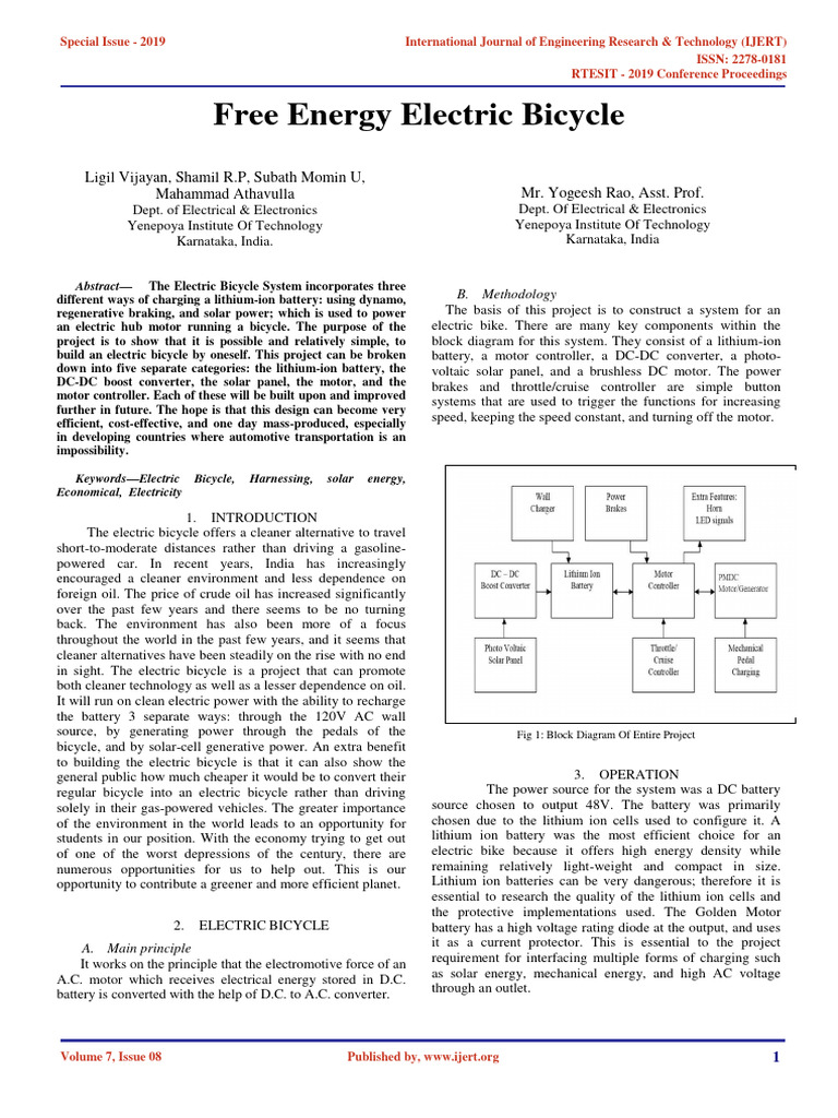 Free_Energy_Electric_Bicycle | PDF | Electric Motor | Electric Generator