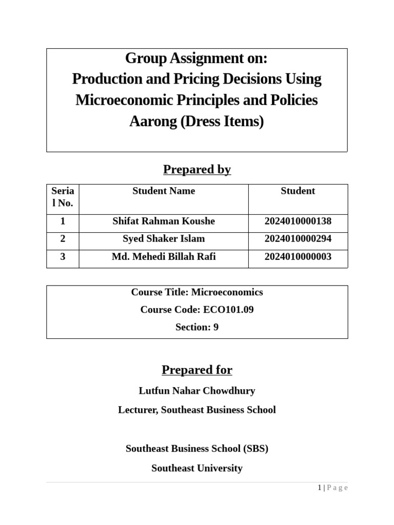 ECO101 Assignment | PDF | Pricing | Elasticity (Economics)