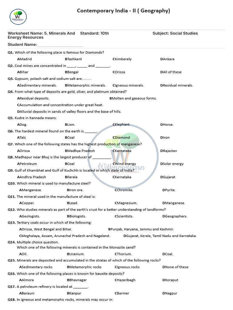 minerals-and-energy-resources-100-questions-with-answer-including-mcq ...