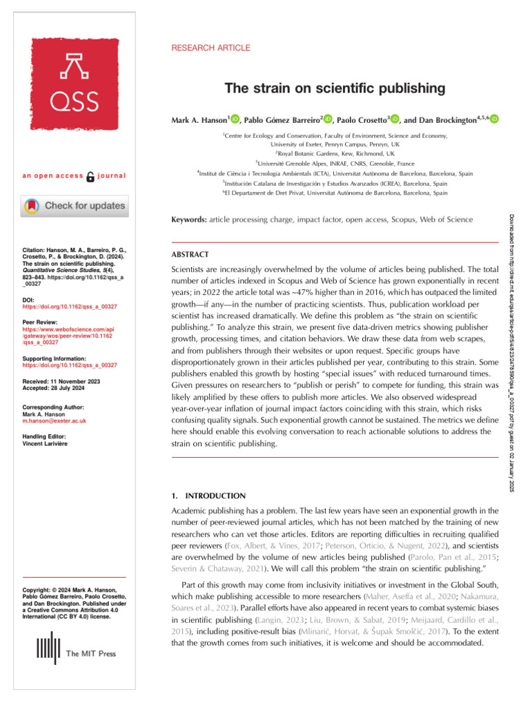 The Strain On Scientific Publishing | PDF | Open Access | Citation