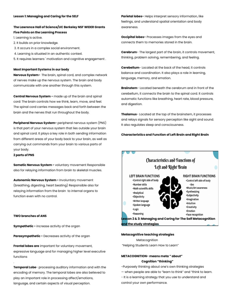 UTS REVIEWER | PDF | Self Efficacy | Central Nervous System