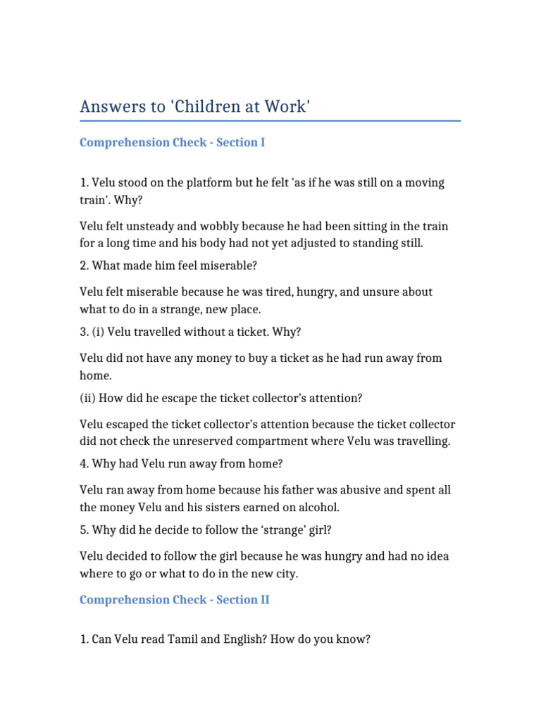 Child Labor: Velu's Struggles | PDF