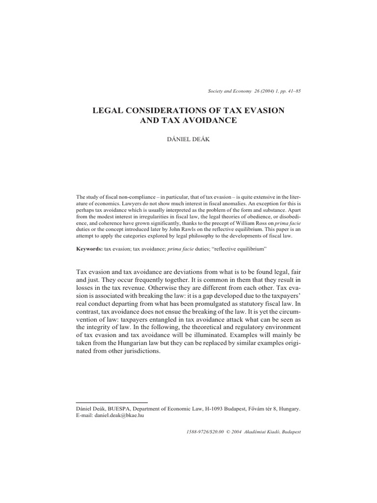 Tax Evasion vs. Tax Avoidance Explained | PDF | Taxes | Tax Avoidance