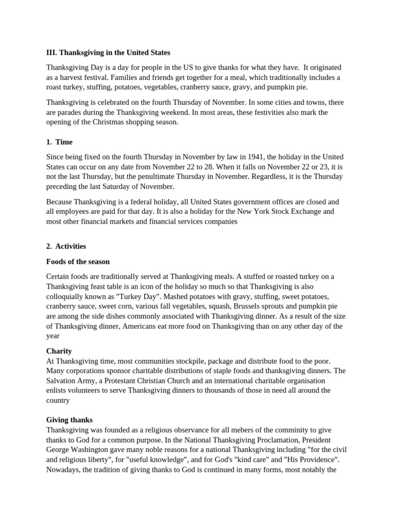 Thanksgiving | PDF | Thanksgiving Dinner | Thanksgiving