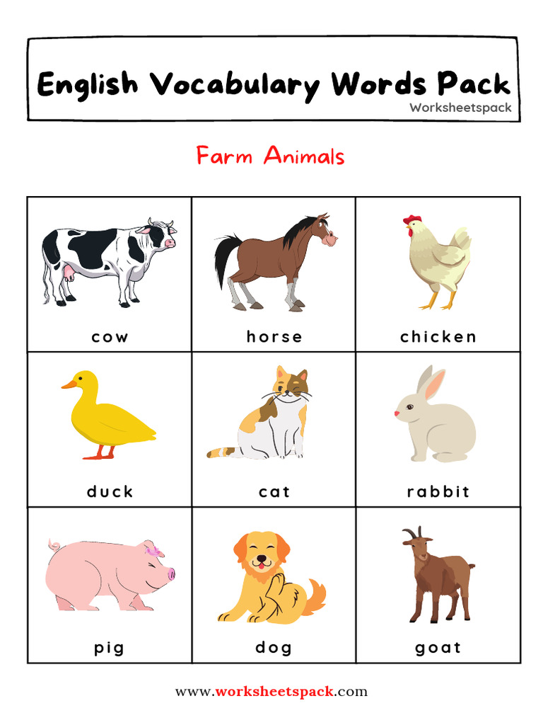 Animal Vocabulary Words For Kids 1 | PDF