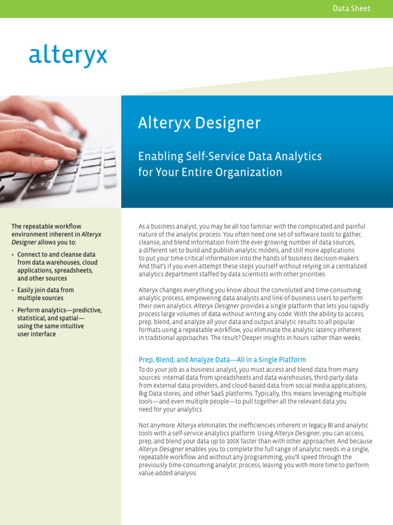 Alteryx Designer Data Sheet | PDF | Analytics | Predictive Analytics