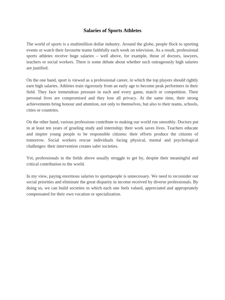 E 6 Salaries of Sports Athletes | PDF