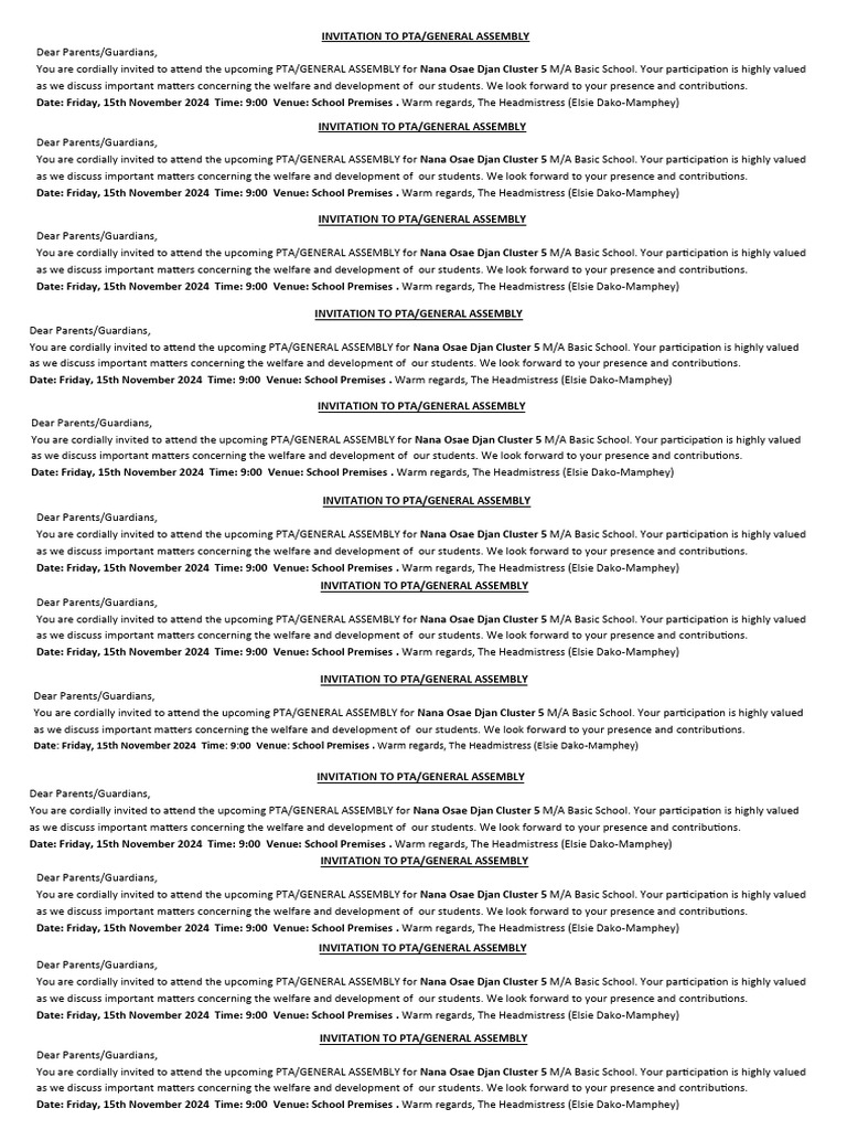 PTA Invitation | PDF