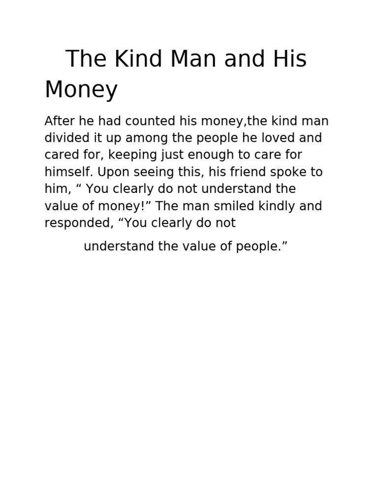 The Kind Man and His Money | PDF