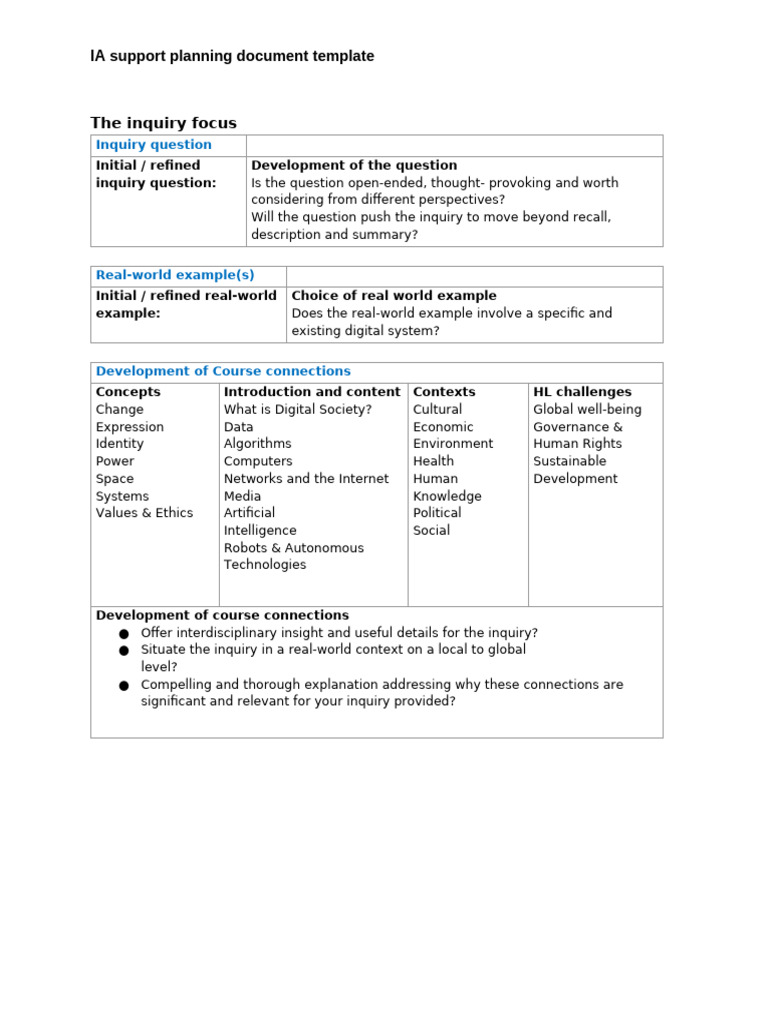 1. IA Support Planning Document (3) | PDF | Inquiry | Evaluation
