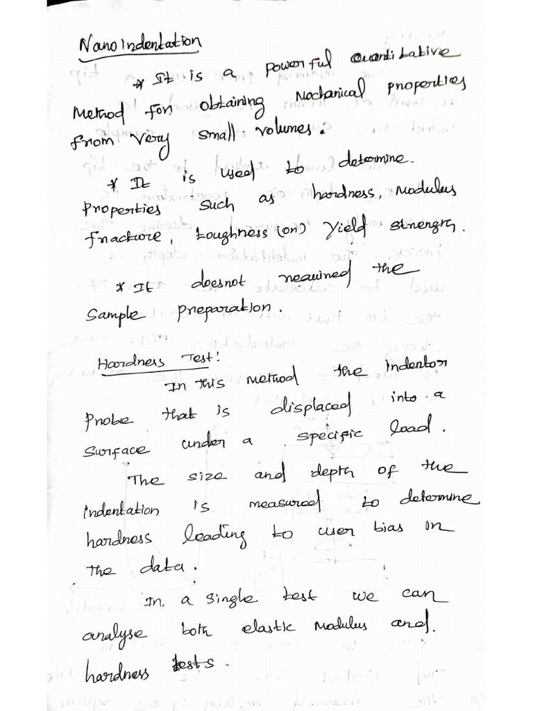 Unit v Nano Indentation | PDF