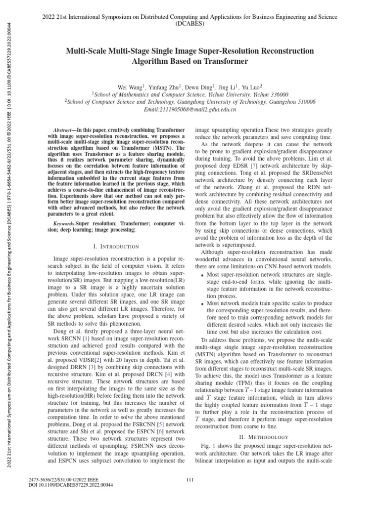 Multi Scale Multi Stage Single Image Super Resolution Reconstruction Algorithm Based On