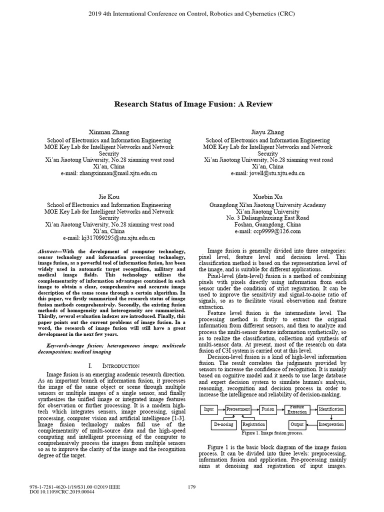 Research Status of Image Fusion A Review | PDF | Computer Vision ...