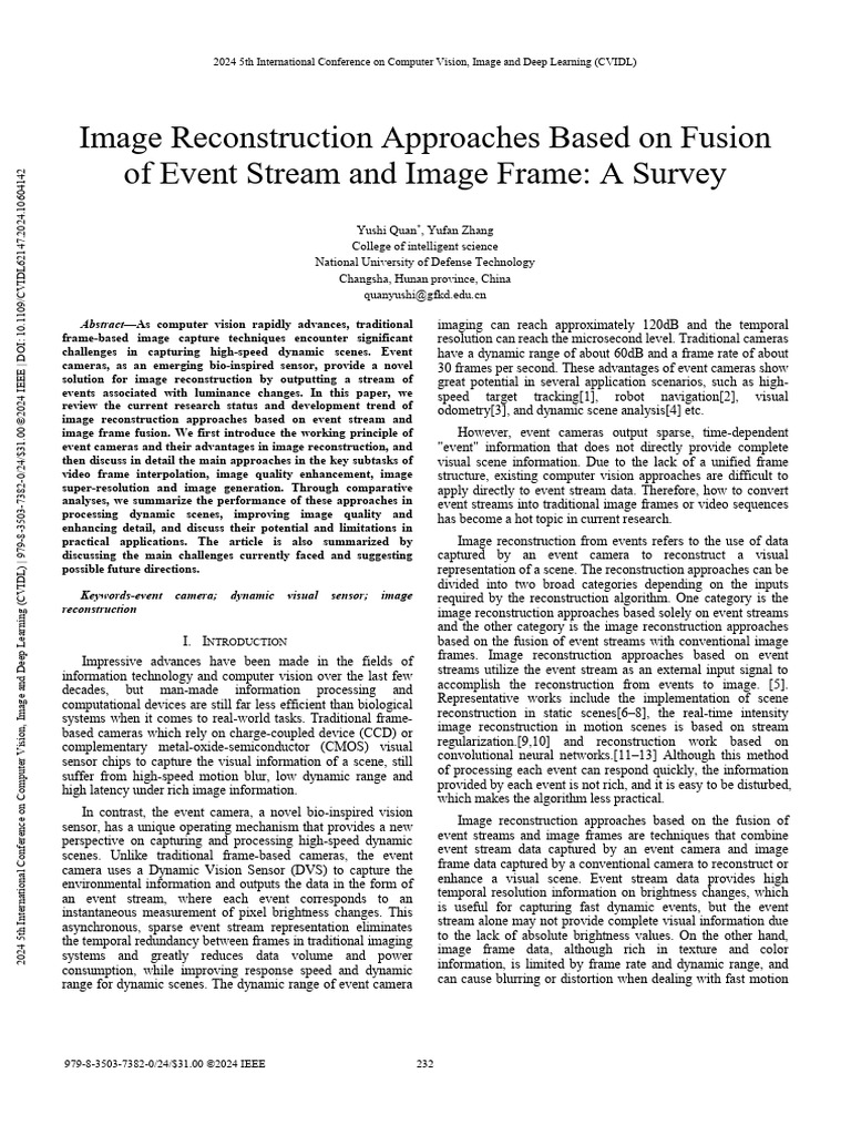 Image Reconstruction Approaches Based On Fusion of Event Stream and ...