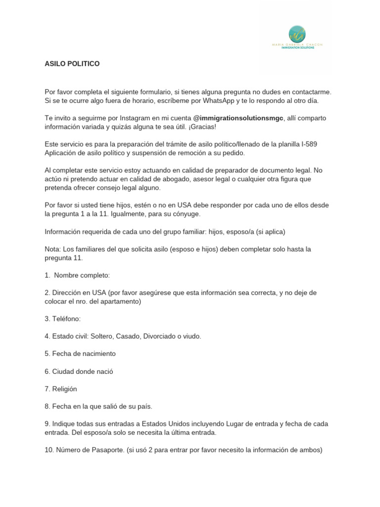 Guía de Preparación para Asilo Político | PDF