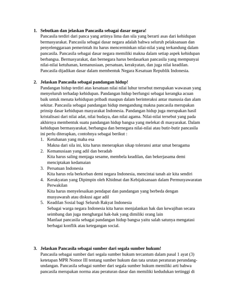 Uts Pendidikan Pancasila | PDF