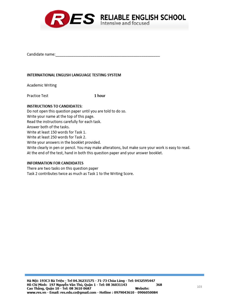 IELTS Academic Writing Practice Test | PDF