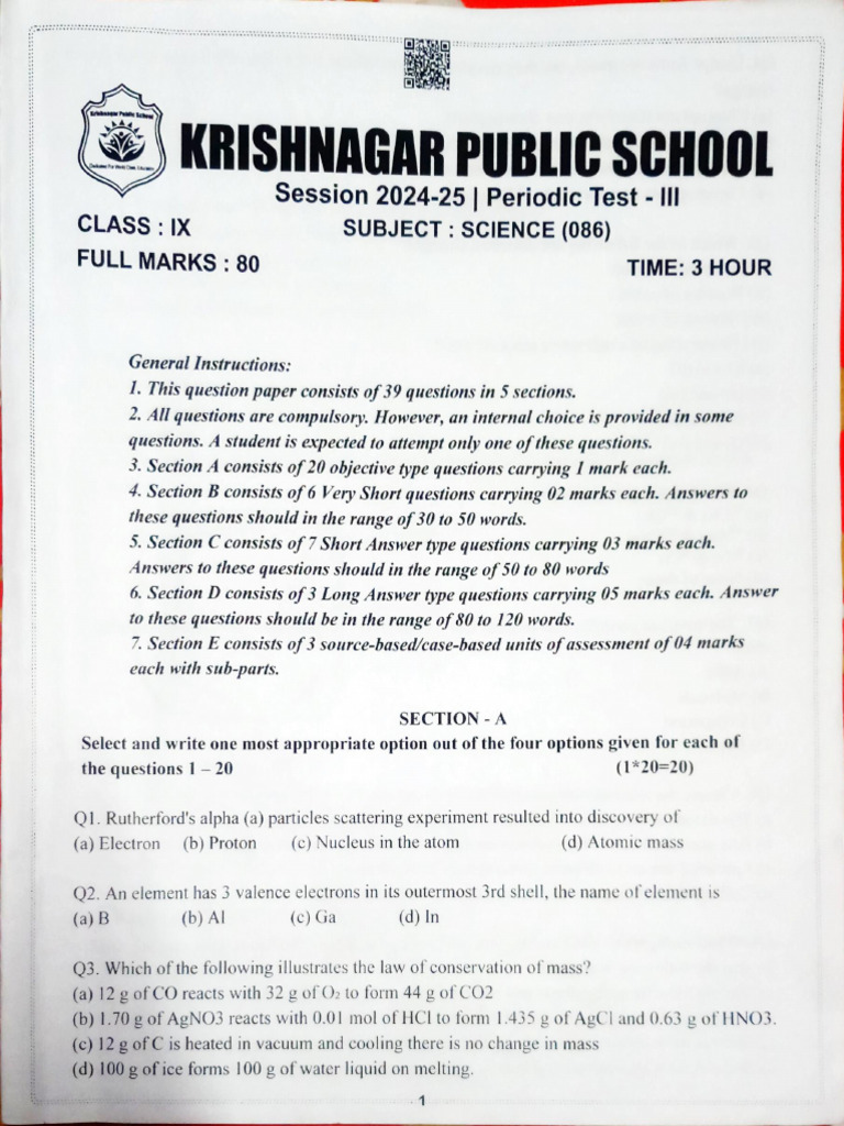 Science Question Paper | PDF