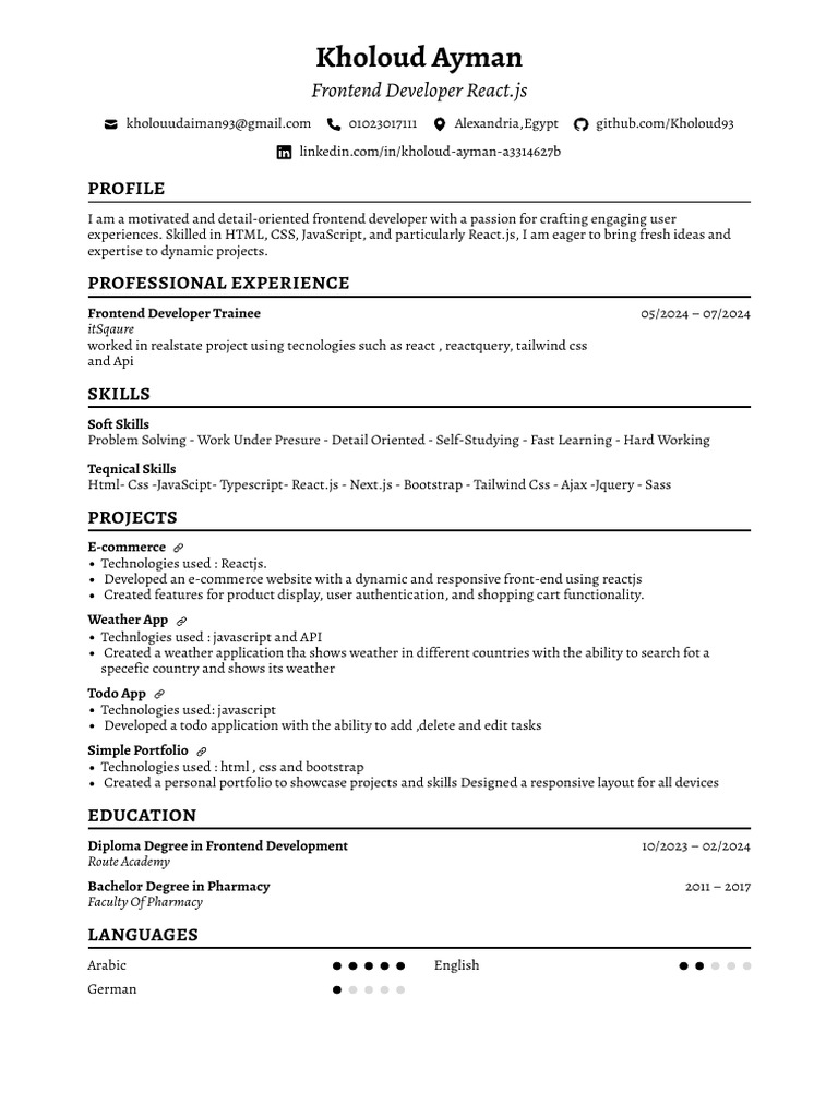 Kholoud Ayman Resume 1 1 | PDF