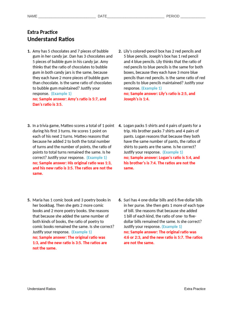 ANSWERS Lesson 1-1 Extra Practice | PDF | Breads | Cupcake