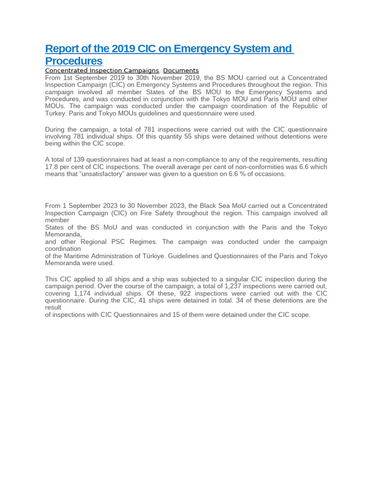 2019 CIC Report on Emergency Systems | PDF