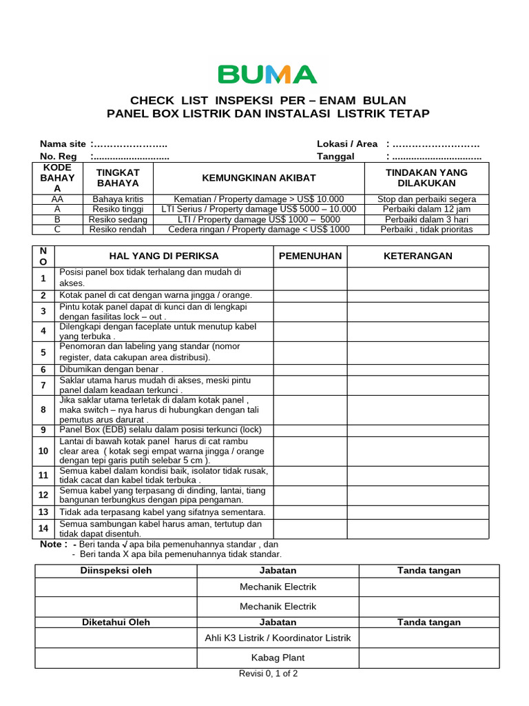 031_Form inspeksi panel box | PDF