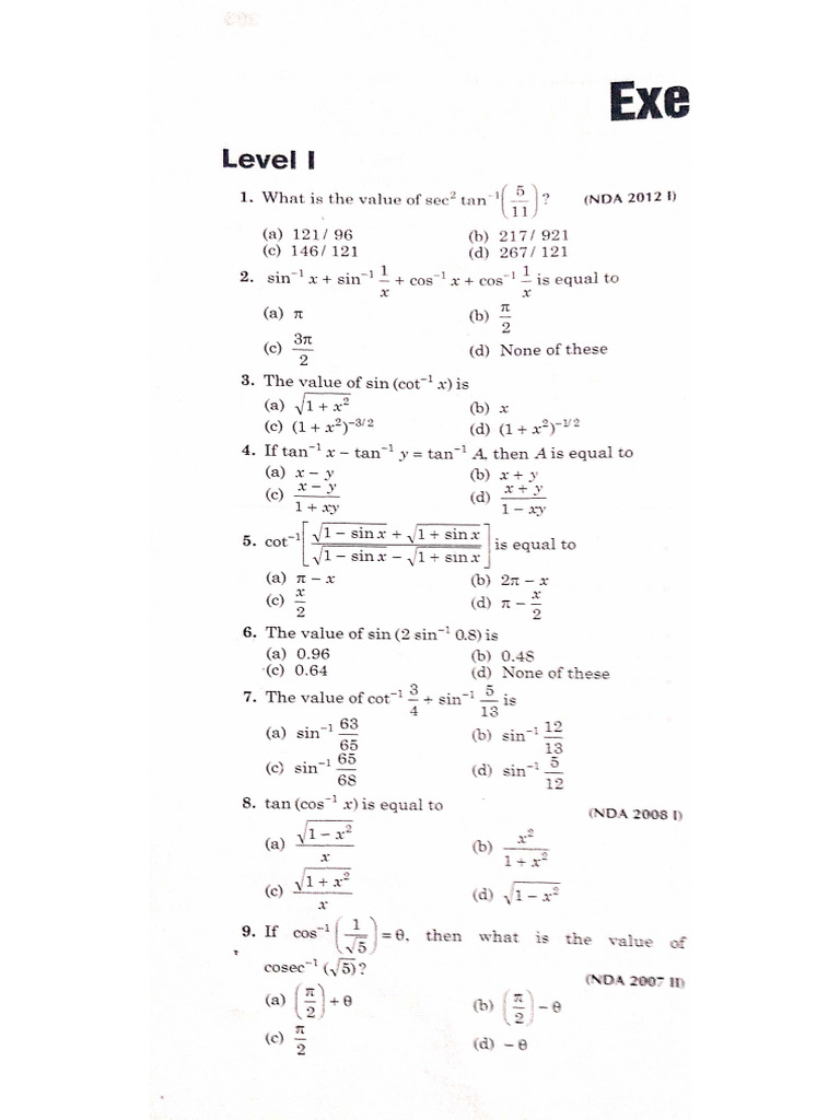 Inverse Trigonometry Function | PDF