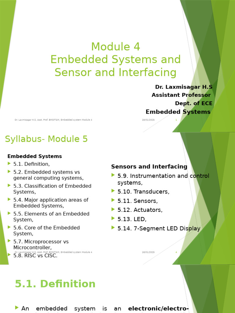 M5 Embedded System PPT Faculty | PDF | Microcontroller | Embedded System M5 Embedded System PPT Faculty | PDF | Microcontroller | Embedded System