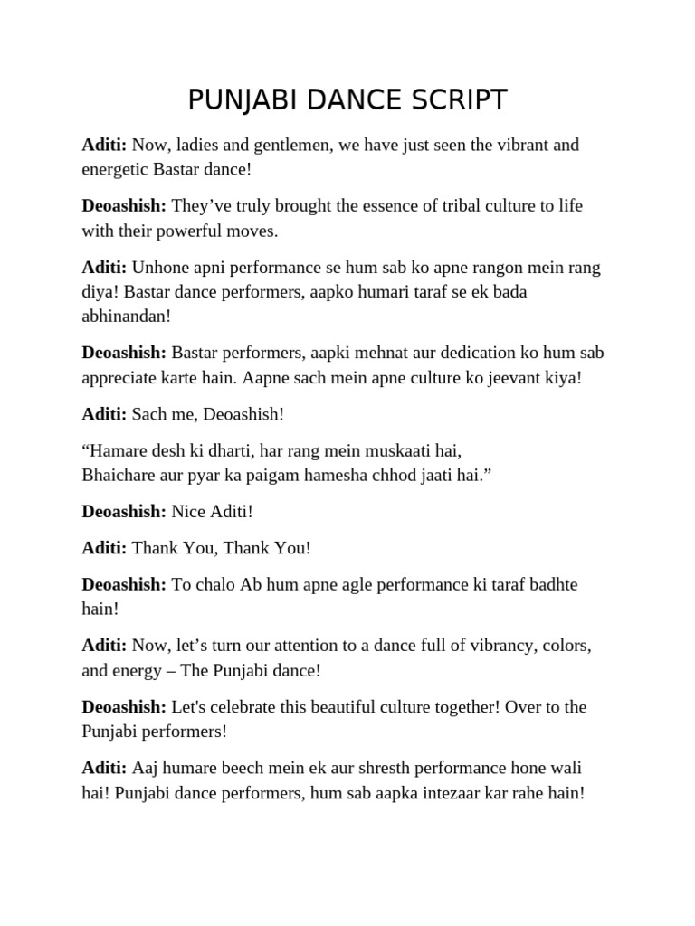 Punjabi Dance Script | PDF