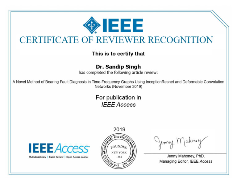 Ieee Access Reviewer Certificate 2 | PDF