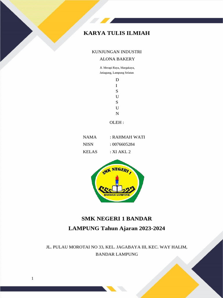 Contoh Laporan KUNJUNGAN INDUSTRI | PDF