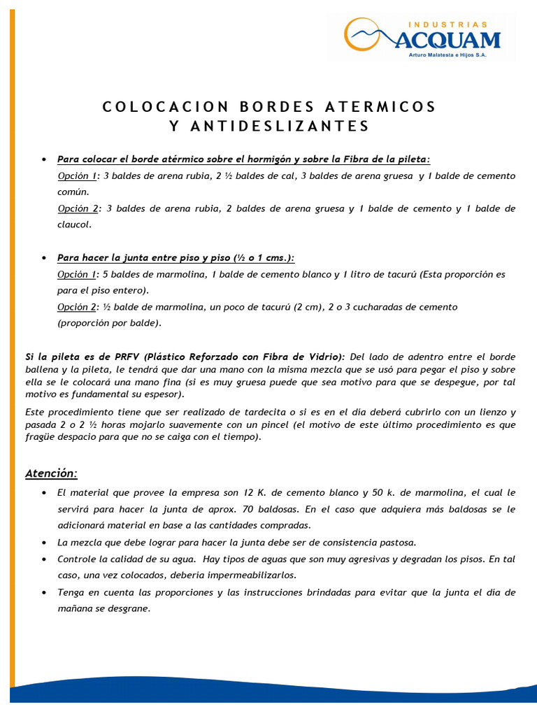 Colocación de Bordes Atérmicos y Juntas | PDF
