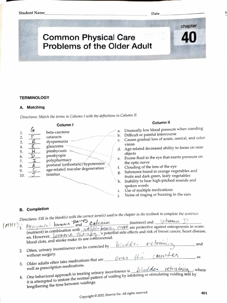 ch40 Physical Care Problem Older Adult | PDF | Urinary Incontinence | Clinical Medicine