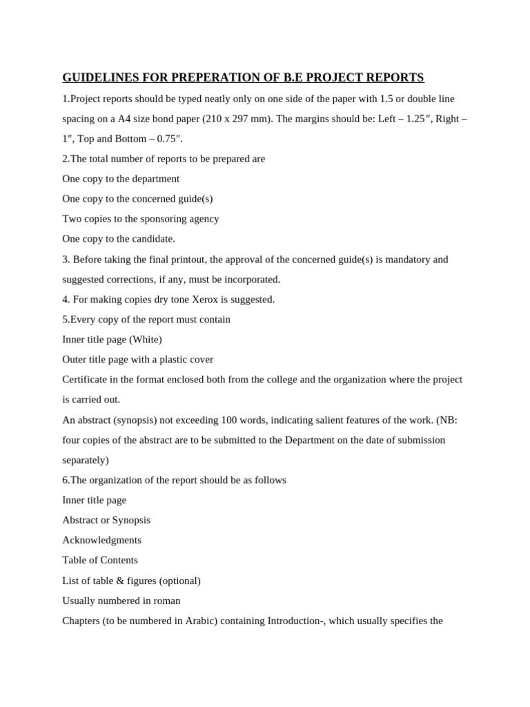 Guidelines For Preperation of Be Project Repoert | PDF | Software ...
