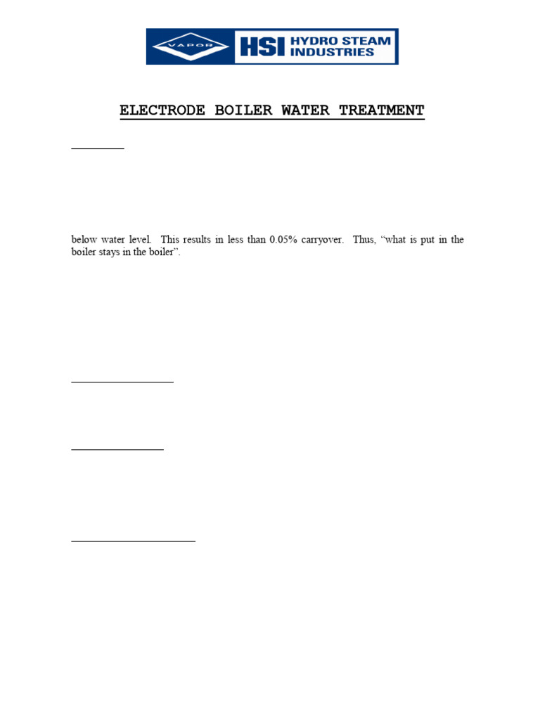 Electrode Boiler Water Treatment Guide | PDF | Alkalinity | Ph