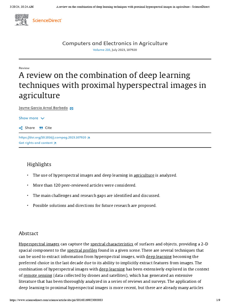 A Review On The Combination of Deep Learning Techniques With Proximal Hyperspectral Images in ...
