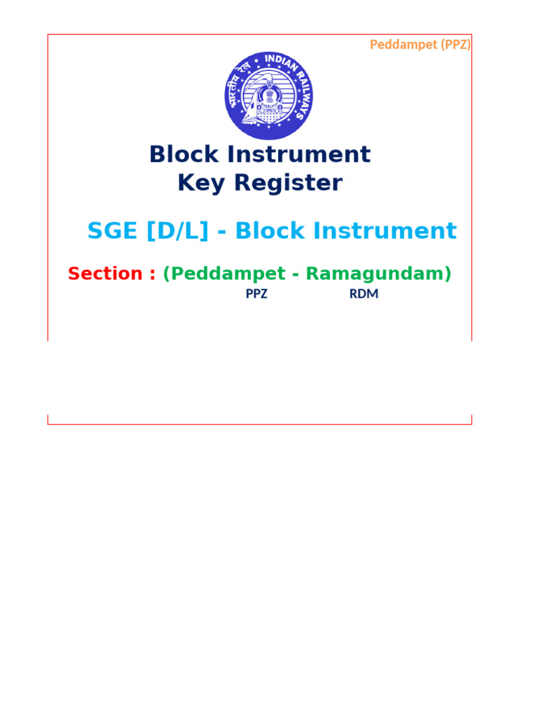 Block Instrument Key Register | PDF