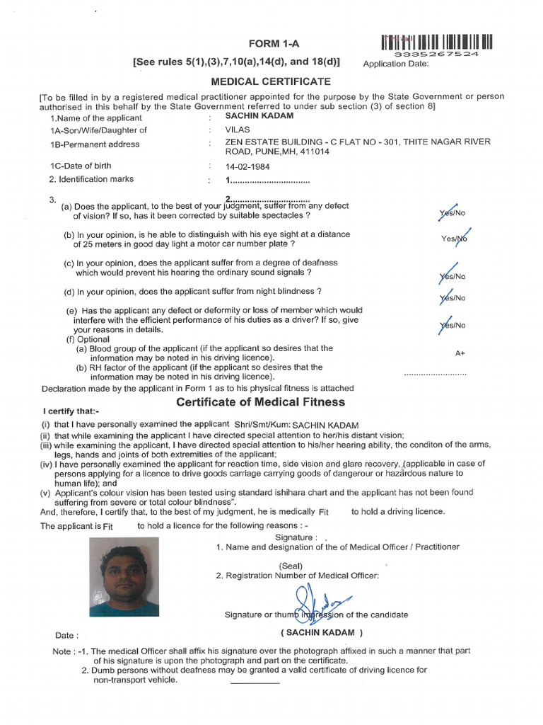 Self Declaration - Medical Form | PDF