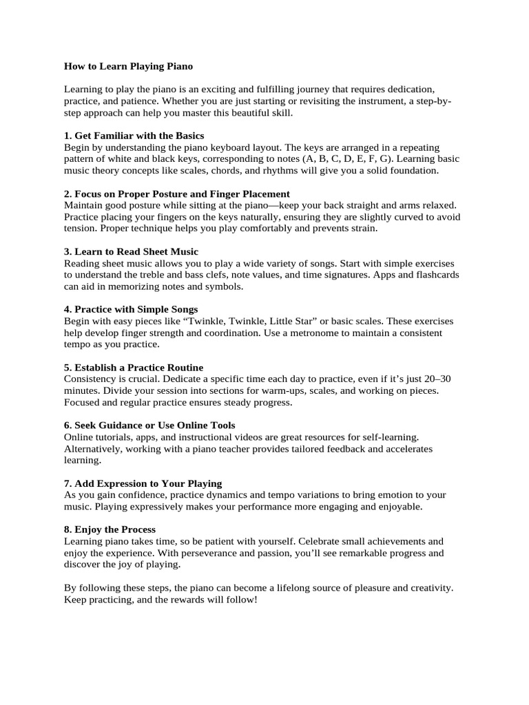 How To Learn Playing Piano - 2 | PDF