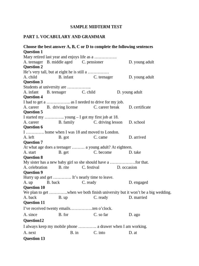 Sample Midterm Test - HP2 - Lần 1 | PDF