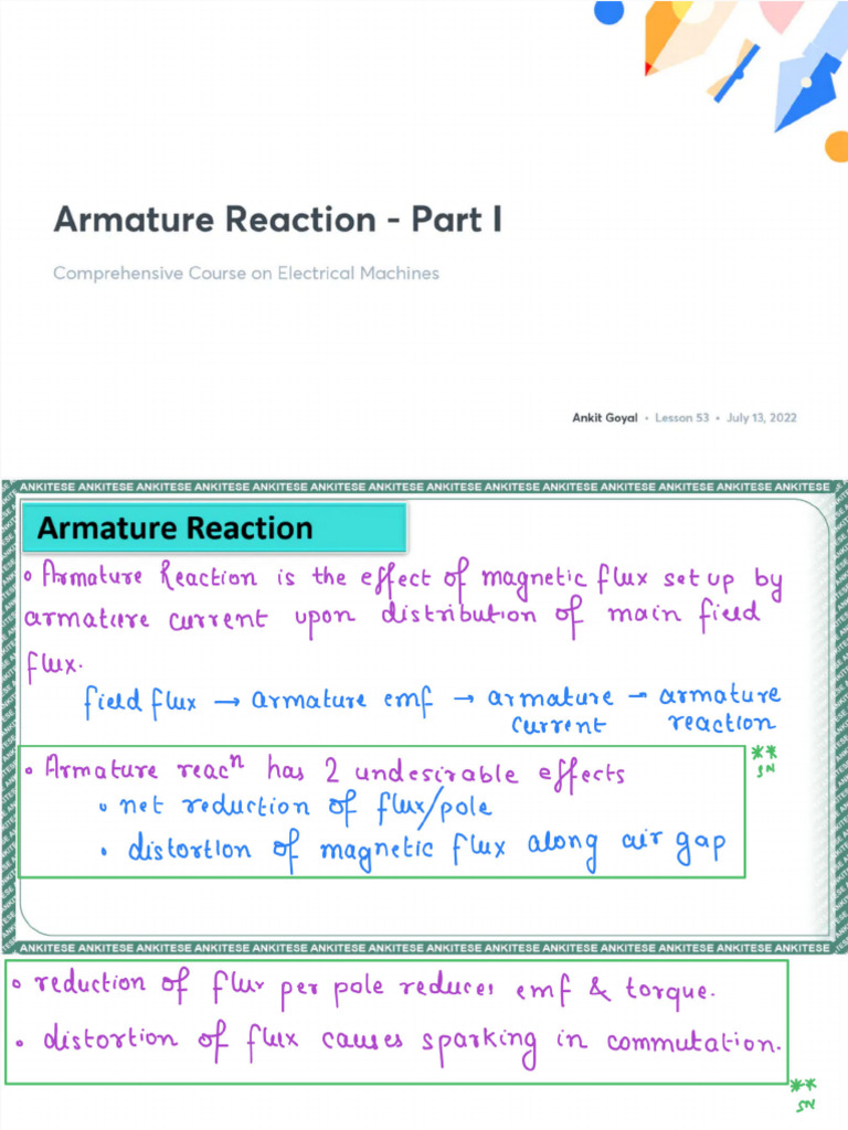 Armature Reaction Part I With Anno | PDF