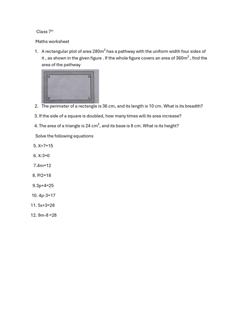 class 7 work sheet | PDF