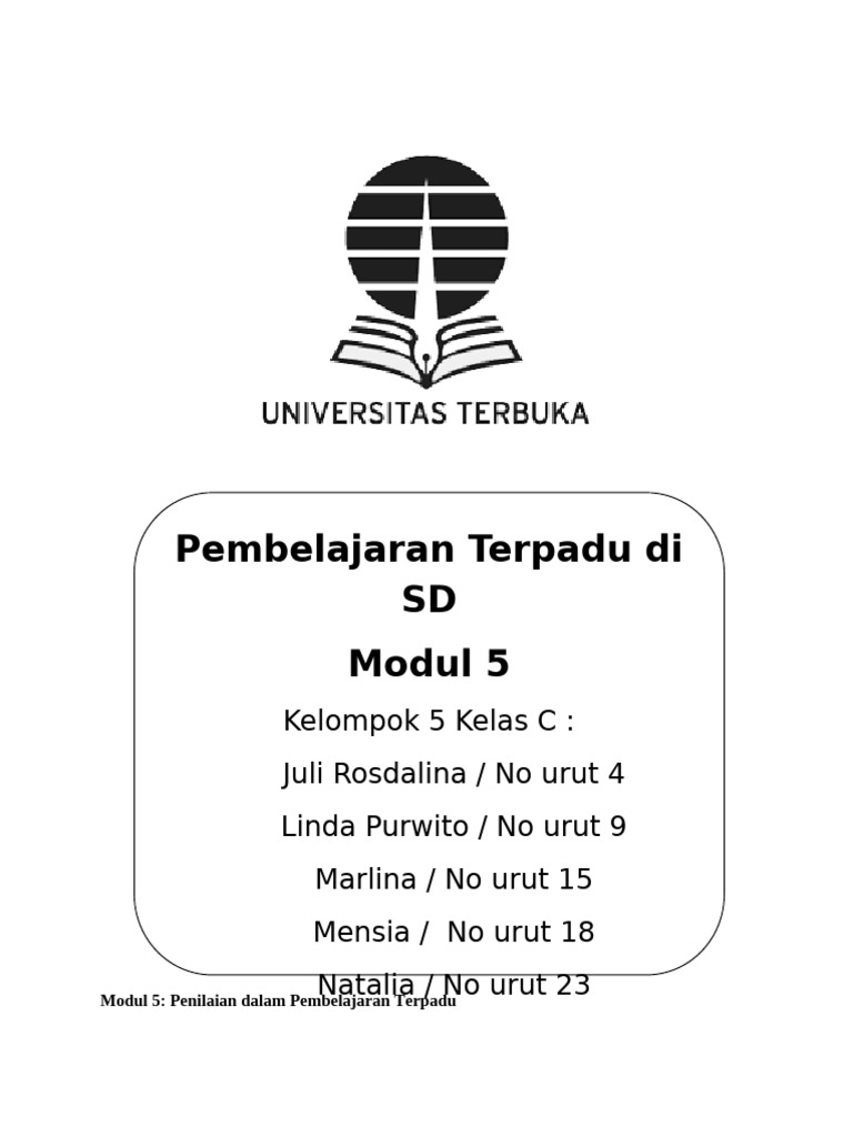 Modul 5 Pembelajaran Terpadu Di SD | PDF