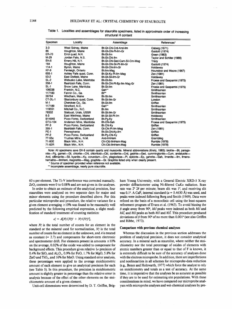 Staurolite Crystal Chemistry Analysis | PDF | Accuracy And Precision ...