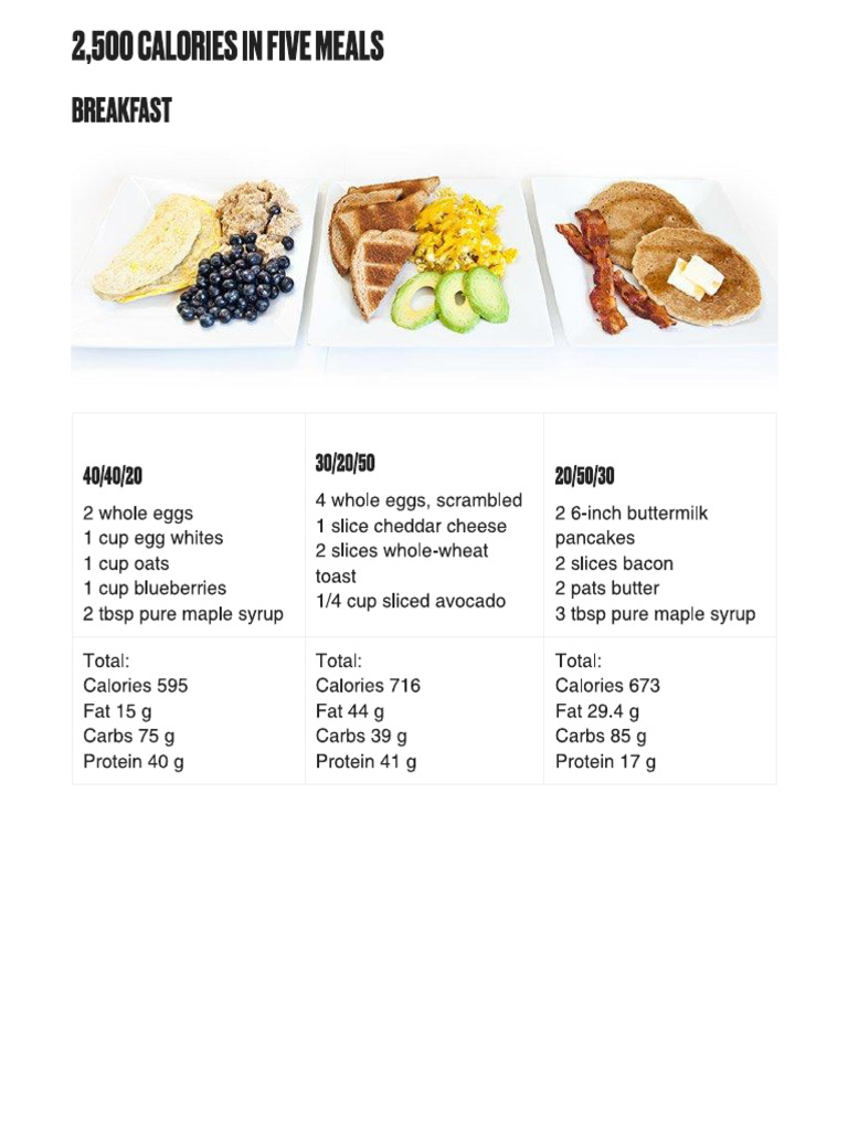 What Does 2,500 Calories Look Like - Bodybuilding | PDF