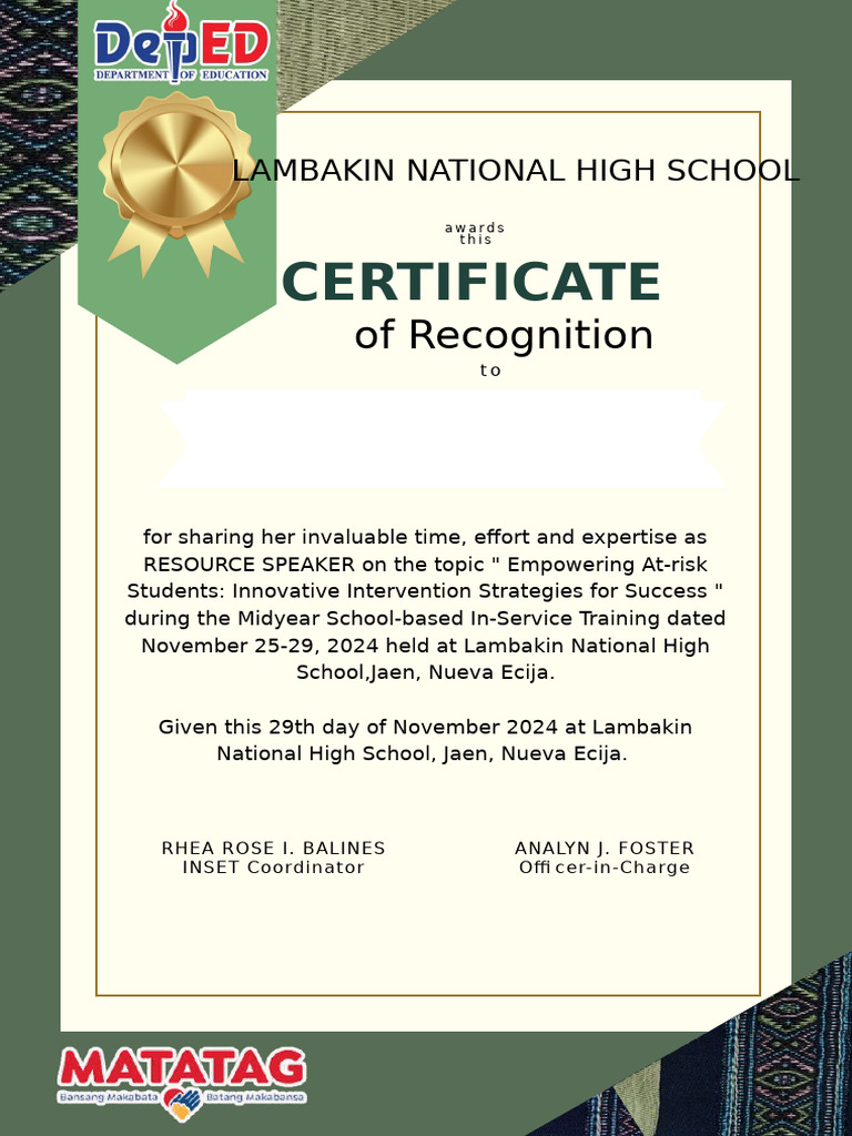 Inset Certificate 2 | PDF